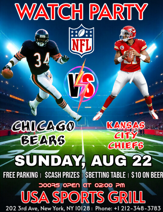 Plantilla de Nfl Preseason 2025: Chicago Bears Vs Kansas City Chiefs ...