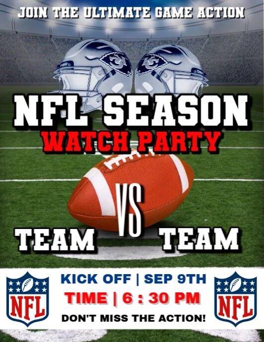 Copy of NFL Season Watch Party Flyer Template – September 9th Kickoff ...