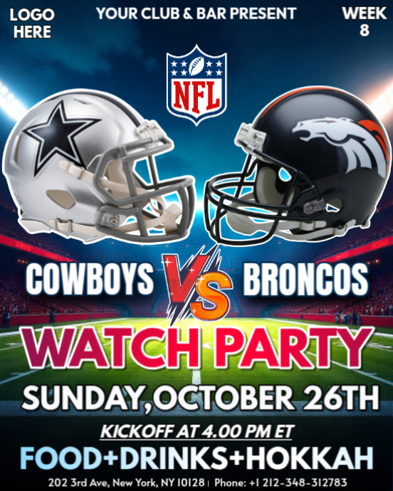 Nfl Sunday Game Week 8: Dallas Cowboys Vs Denver Broncos Watch Party ...