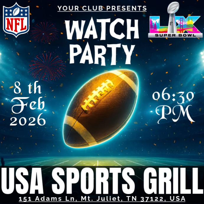 Nfl Super Bowl 2026 Watch Party Instagram story Template | PosterMyWall