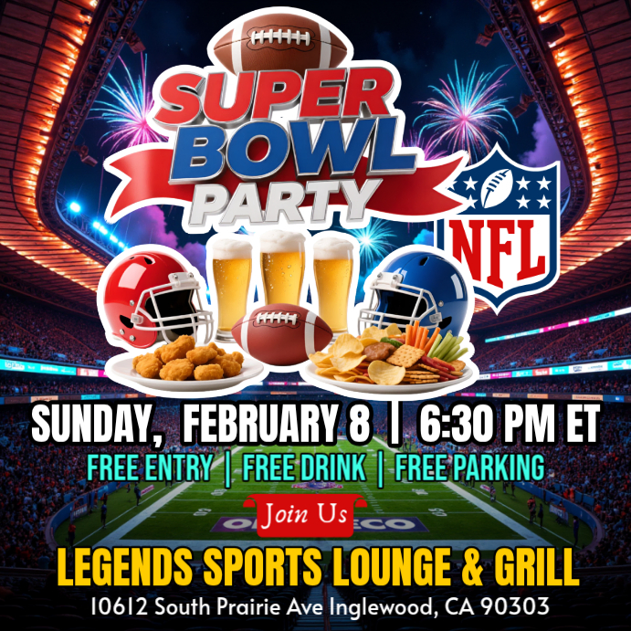 NFL Super Bowl Party 2026 NFL Final Watch Party Instagram Story ...