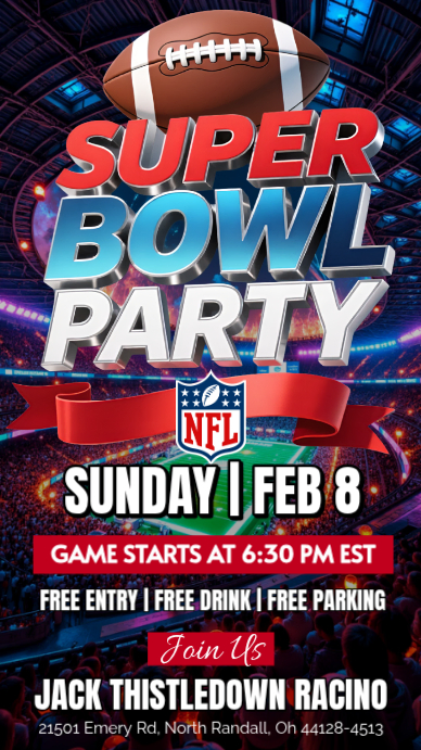 NFL Super Bowl Party 2026 NFL Final Watch Party Instagram Story ...
