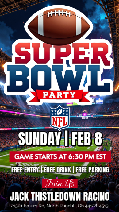 NFL Super Bowl Party 2026 NFL Final Watch Party Instagram Story ...