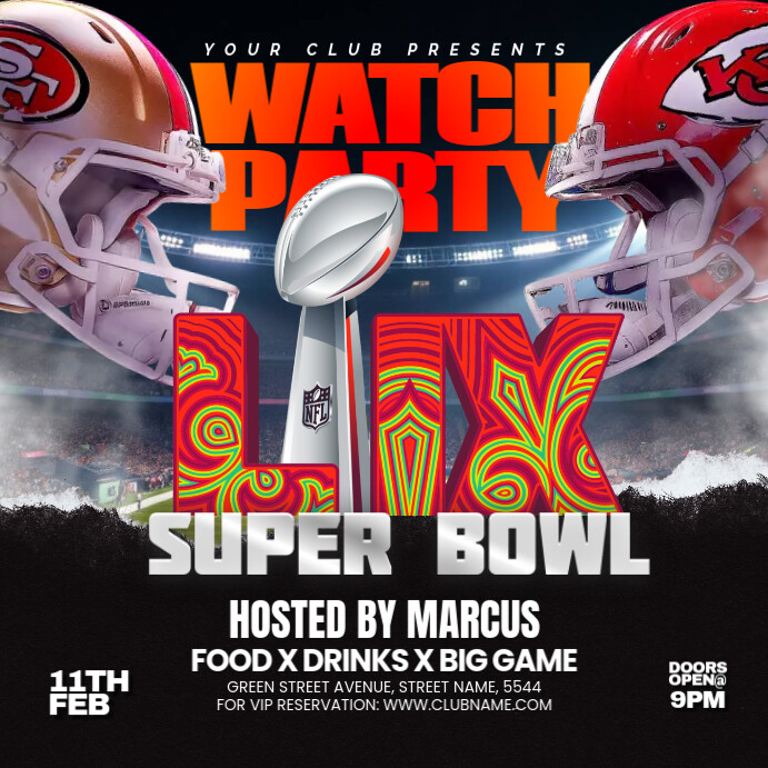 Copy of NFL superbowl watch party flyer | PosterMyWall