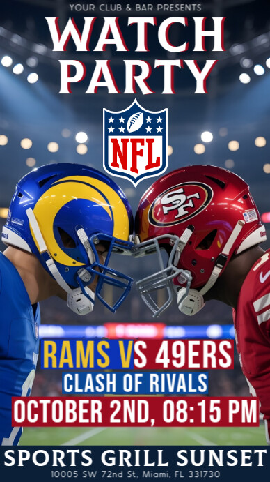 Copy of Nfl Watch Party Rams Vs 49ers 3d Image Templet Instagram Story ...