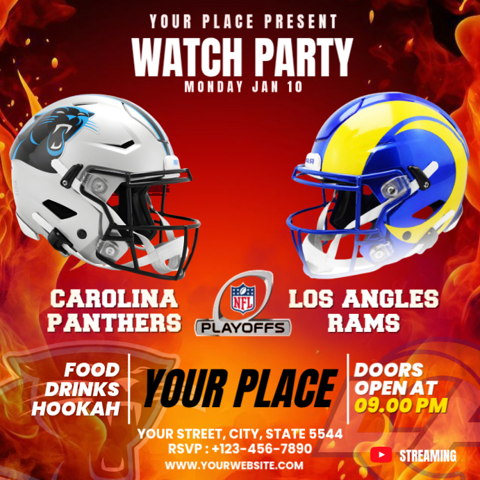 NFL Watch Party: Carolina Panthers vs Los Angles Rams Template ...