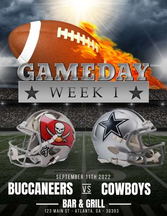 NFL WEEK 1 FLYER COWBOYS BUCS Template | PosterMyWall