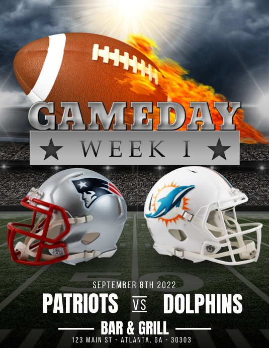 Copy of NFL WEEK 1 FLYER PATRIOTS VS DOLPHINS | PosterMyWall