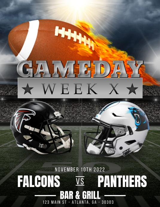 NFL WEEK 10 FLYER FALCONS vs Panthers Template | PosterMyWall