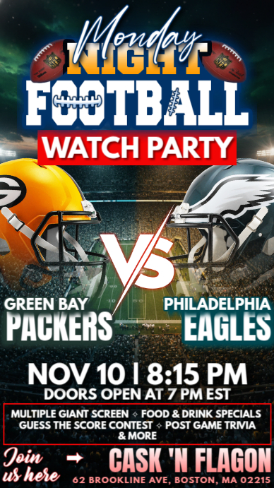 NFL Week 10: Philadelphia Eagles @ Green Bay Packers Watch Party ...