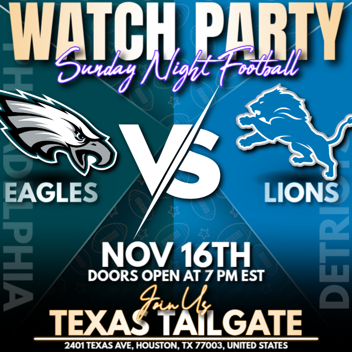 NFL Week 11: Detroit Lions @ Philadelphia Eagles Watch Party Instagram ...