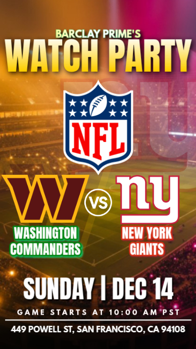 NFL Week 14 : Washington Commanders Vs New York Giants Watch Party ...