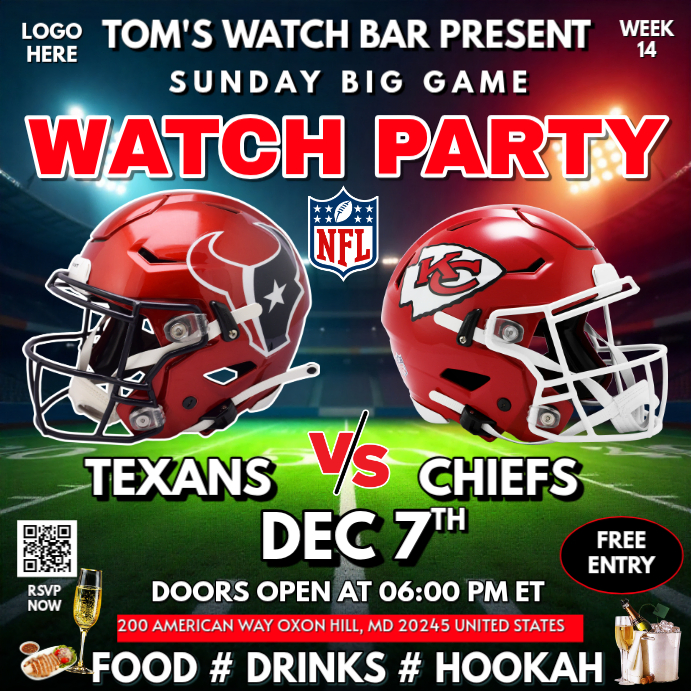 Nfl Week 14: Houston Texans @ Kansas City Chiefs Watch Party Instagram ...