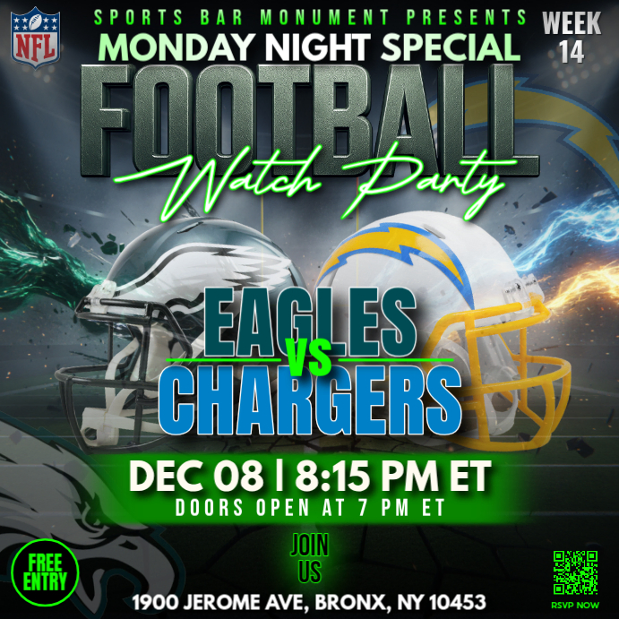 NFL Week 14: Philadelphia Eagles at Los Angeles Chargers Watch Party ...