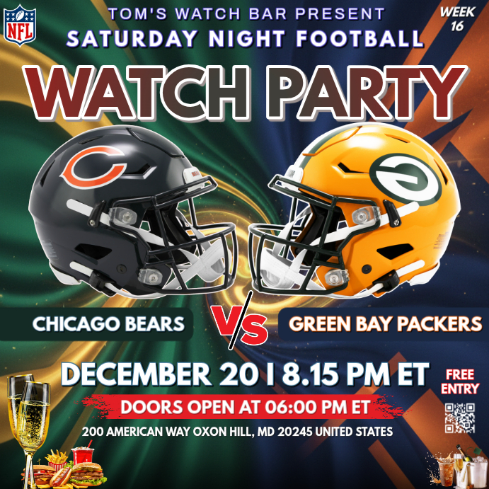 Plantilla de NFL Week 16: Green Bay Packers @ Chicago Bears Watch Party ...