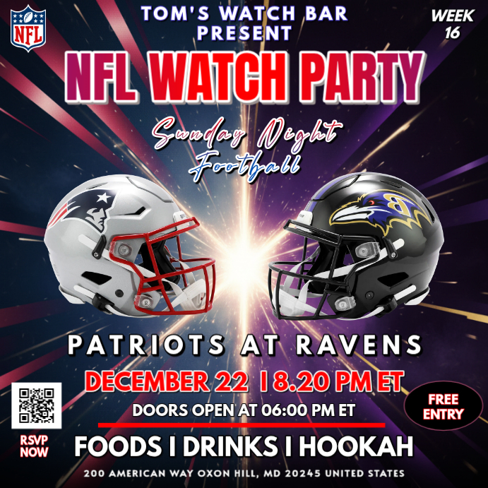 Plantilla de NFL Week 16: New England Patriots at Baltimore Ravens ...