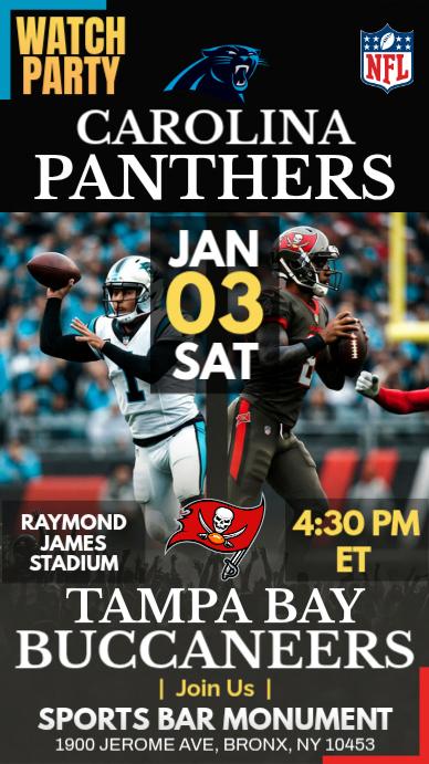 Plantilla de NFL Week 18: Carolina Panthers at Tampa Bay Buccaneers ...