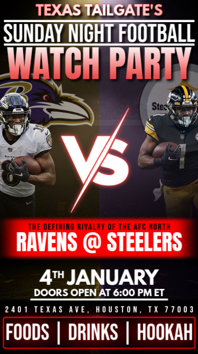 NFL Week 18: Pittsburgh Steelers vs Baltimore Ravens Watch Party ...