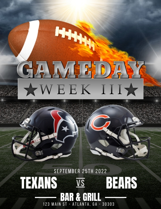 Copy of NFL WEEK 3 FLYER texans vs bears | PosterMyWall