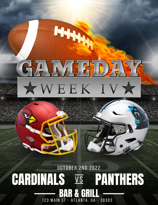 NFL WEEK 4 FLYER cardinals vs panthers Template | PosterMyWall