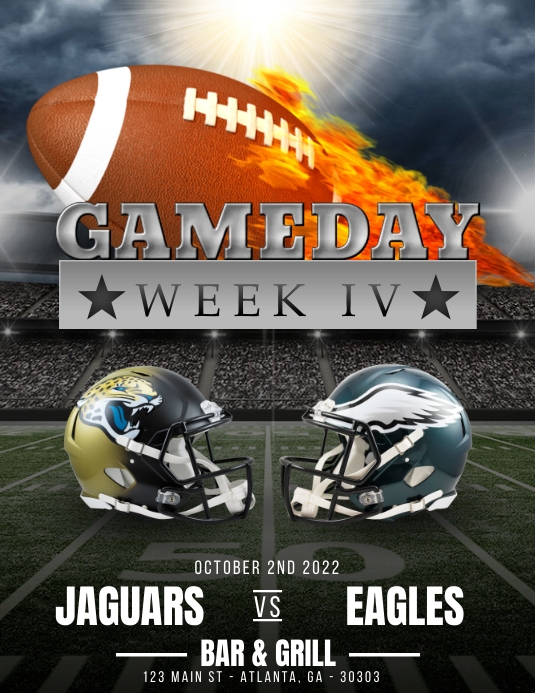 NFL WEEK 4 FLYER jaguars vs eagles Template | PosterMyWall