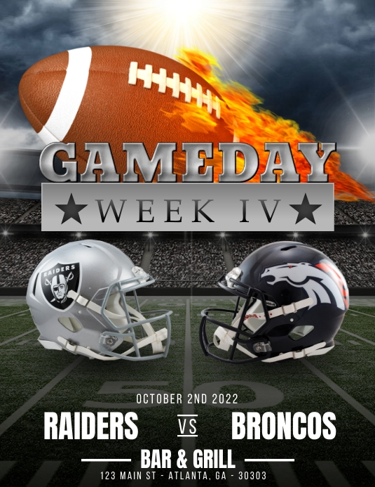 Copy of NFL WEEK 4 FLYER raiders vs broncos | PosterMyWall