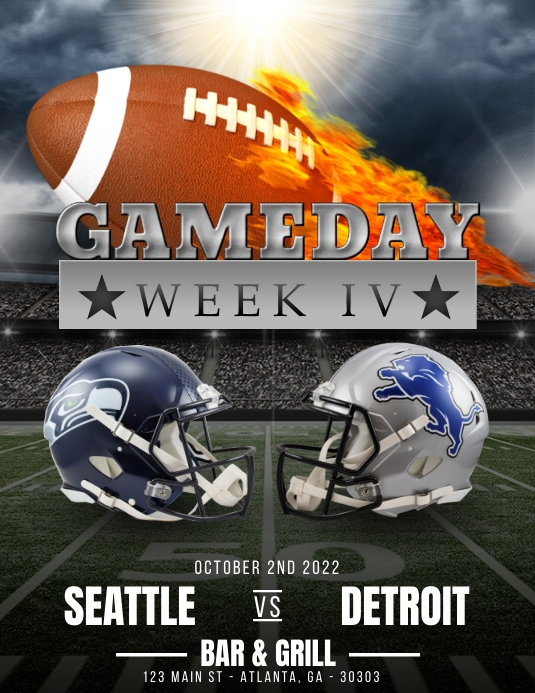 NFL WEEK 4 FLYER Seahawks vs lions Template | PosterMyWall