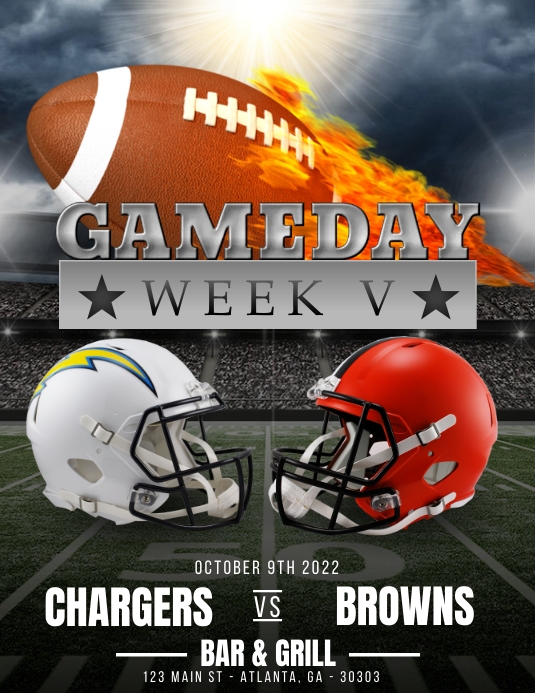 NFL WEEK 5 FLYER Chargers vs Browns Template | PosterMyWall