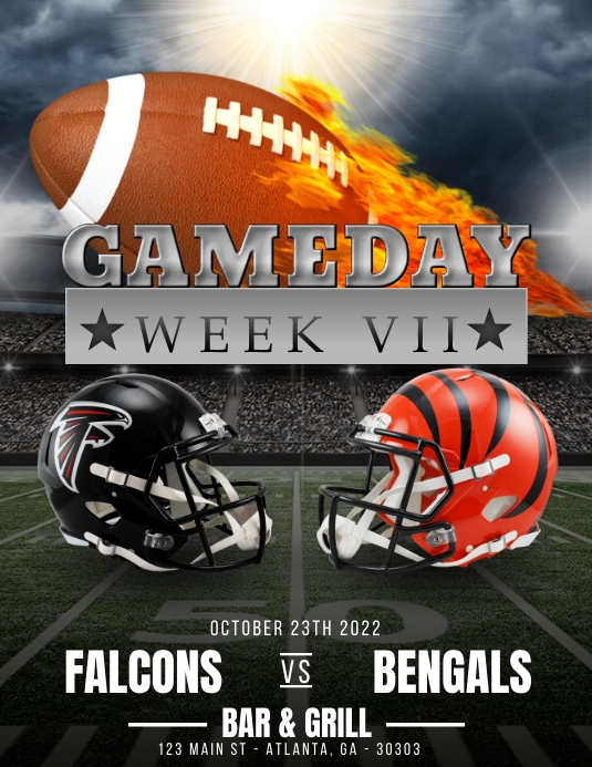 NFL WEEK 7 FLYER FALCONS vs BENGALS Template | PosterMyWall