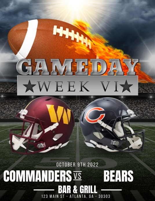 NFL WEEK 6 FLYER WASHINGTON VS CHICAGO Template | PosterMyWall