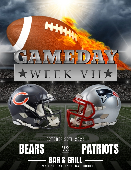 Copy of NFL WEEK 7 FLYER bears vs patriots | PosterMyWall