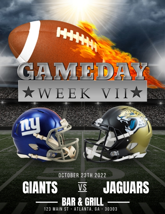 NFL WEEK 7 FLYER giants vs jaguars Template | PosterMyWall