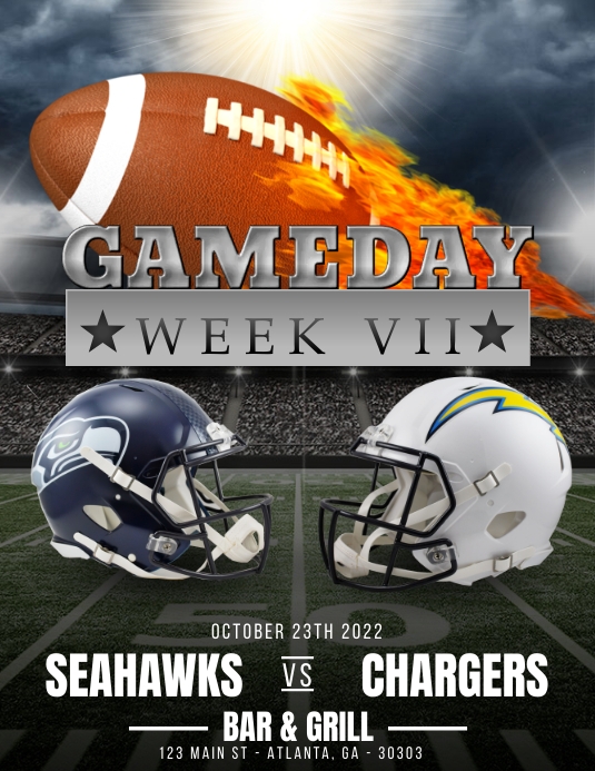 Copy of NFL WEEK 7 FLYER seahawks vs chargers | PosterMyWall