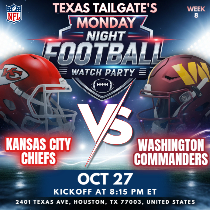 NFL Week 8: Washington Commanders @ Kansas City Chiefs Watch Party ...