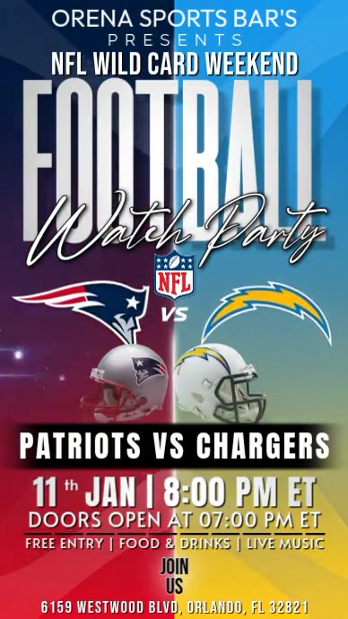Plantilla de NFL Wild Card : New England Patriots vs Los Angeles ...