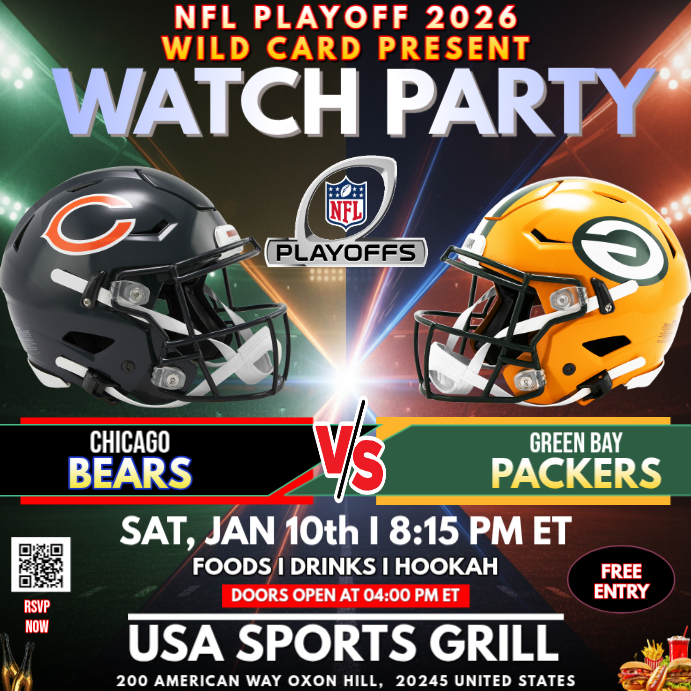 Plantilla de Nfl Wild Card Round: Green Bay Packers At Chicago Bears ...