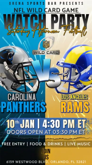 Plantilla de NFL Wild Card Weekend: Los Angeles Rams at Carolina ...
