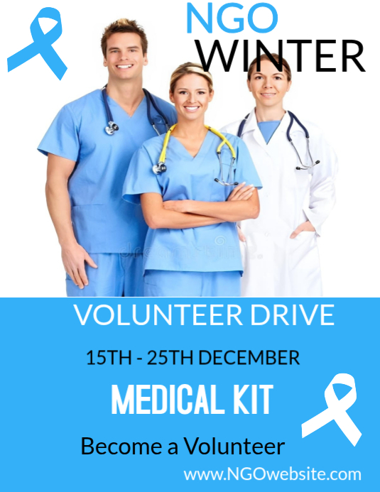 Ngo winter volunteer drive flyer design template | PosterMyWall