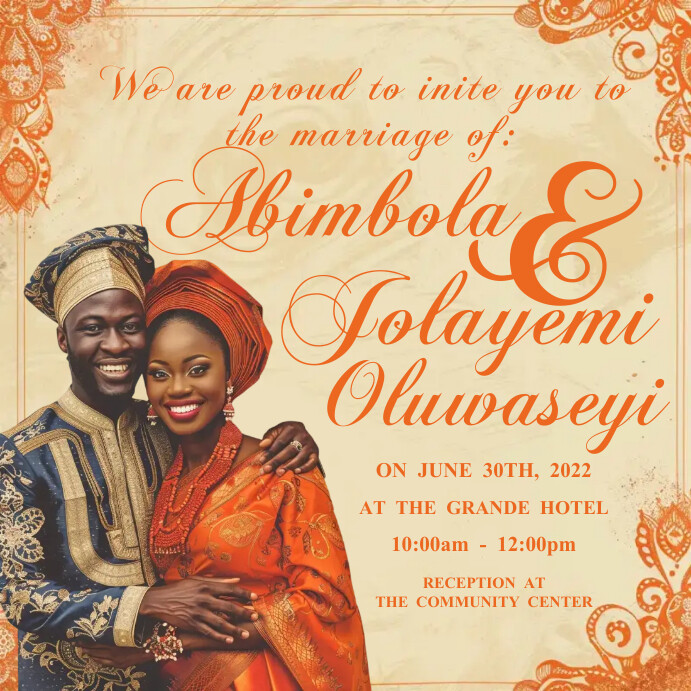 Nigerian Wedding Invite Template design | PosterMyWall