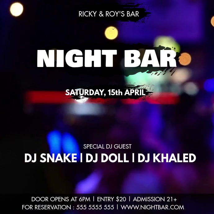 NIGHT BAR Template | PosterMyWall