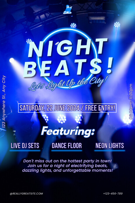 NIGHT BEATS Template | PosterMyWall