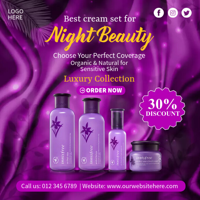 Night Beauty Cream Templat | PosterMyWall