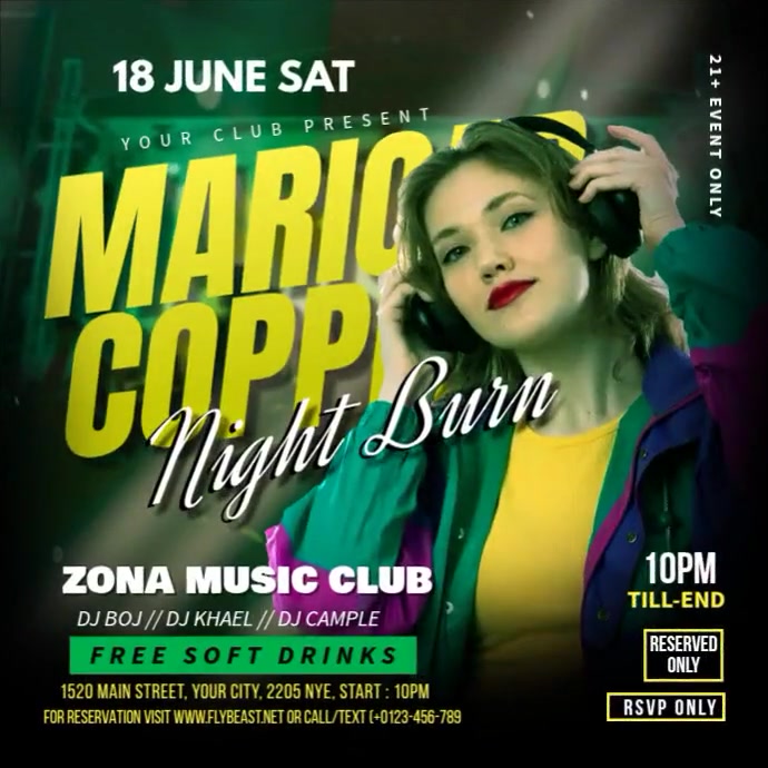 Night Burn Party Event ads Template | PosterMyWall