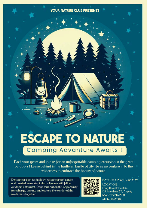Night Camping : Escape to nature Template | PosterMyWall