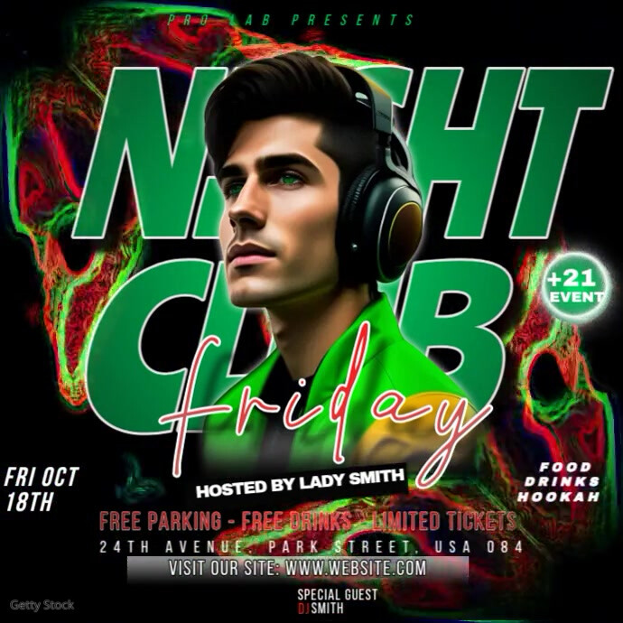 Night Club Friday Video Template | PosterMyWall