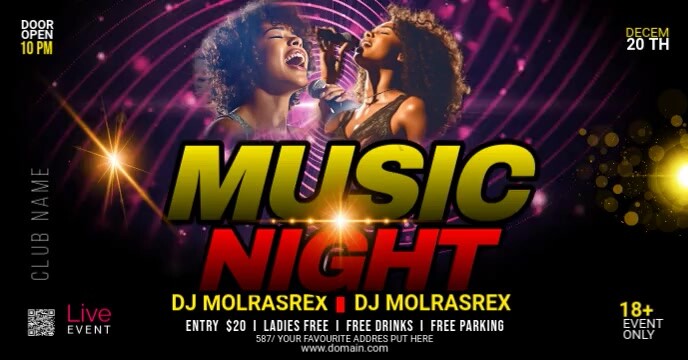 Night Club Party Facebook event (1) Template | PosterMyWall