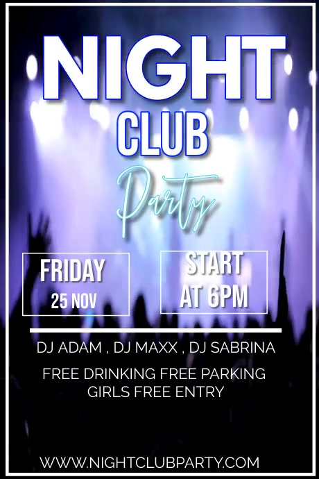 Szablon NIGHT CLUB PARTY FLYER | PosterMyWall