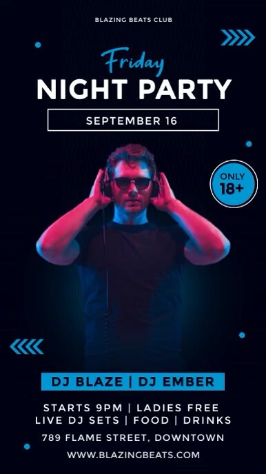 Night Club Party Invite Instagram Reel Template | PosterMyWall