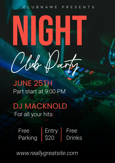 NIGHT CLUB PARTY POSTER Template | PosterMyWall