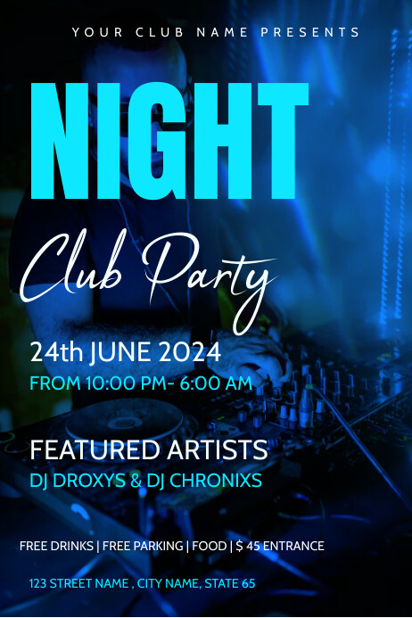 NIGHT CLUB PARTY POSTER Template | PosterMyWall